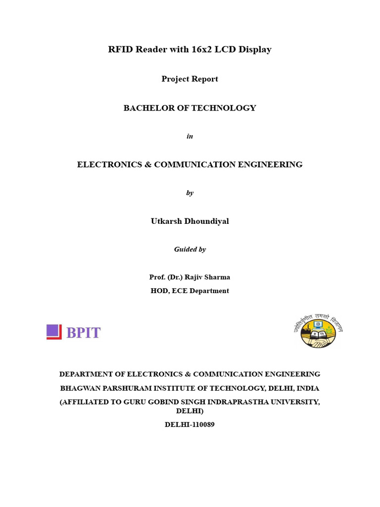 Final RFID Reader Report | PDF | Arduino | Radio Frequency Identification