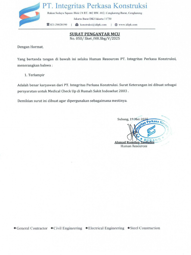 050 - Surat pengantar MCU | PDF