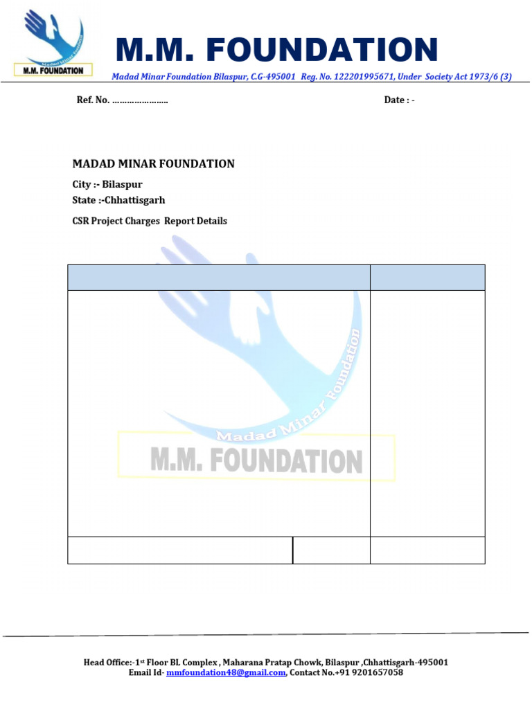 CSR Project Charges Report - M.M. Foundation | PDF