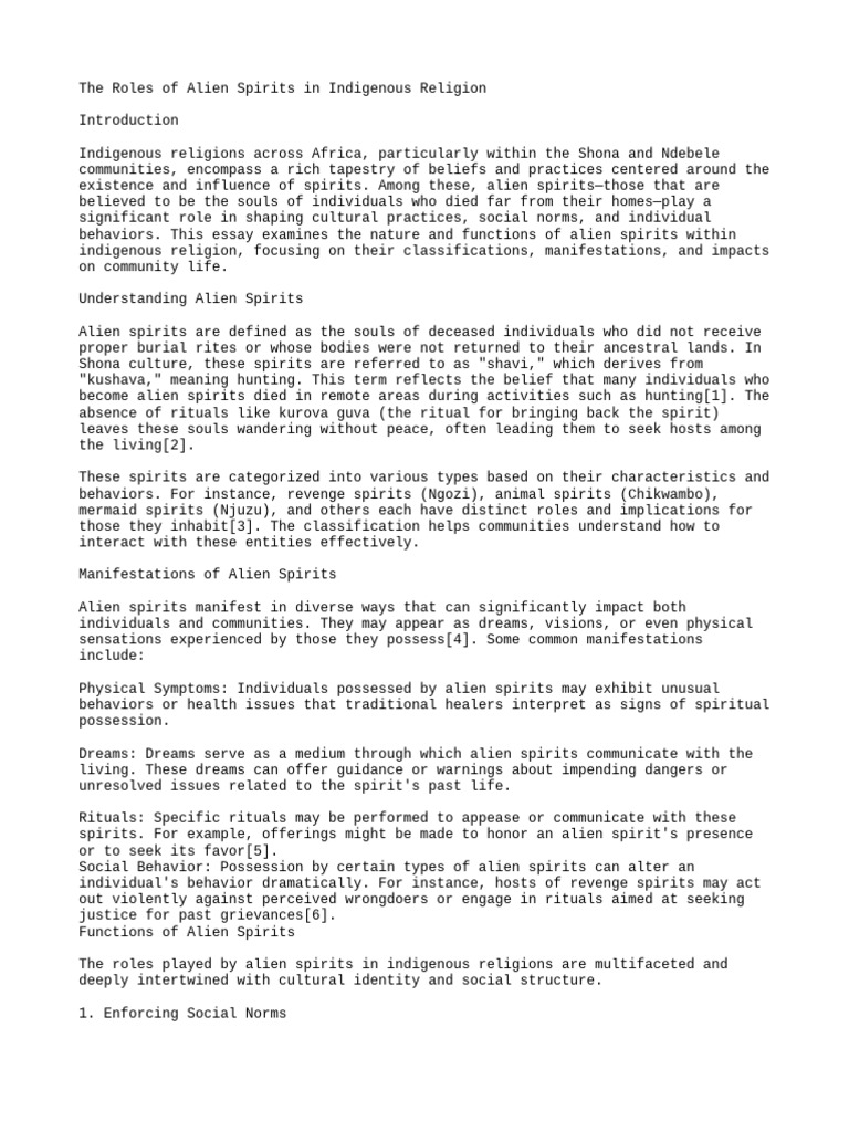 The Roles of Alien Spirits in Indig | PDF | Rituals | Revenge