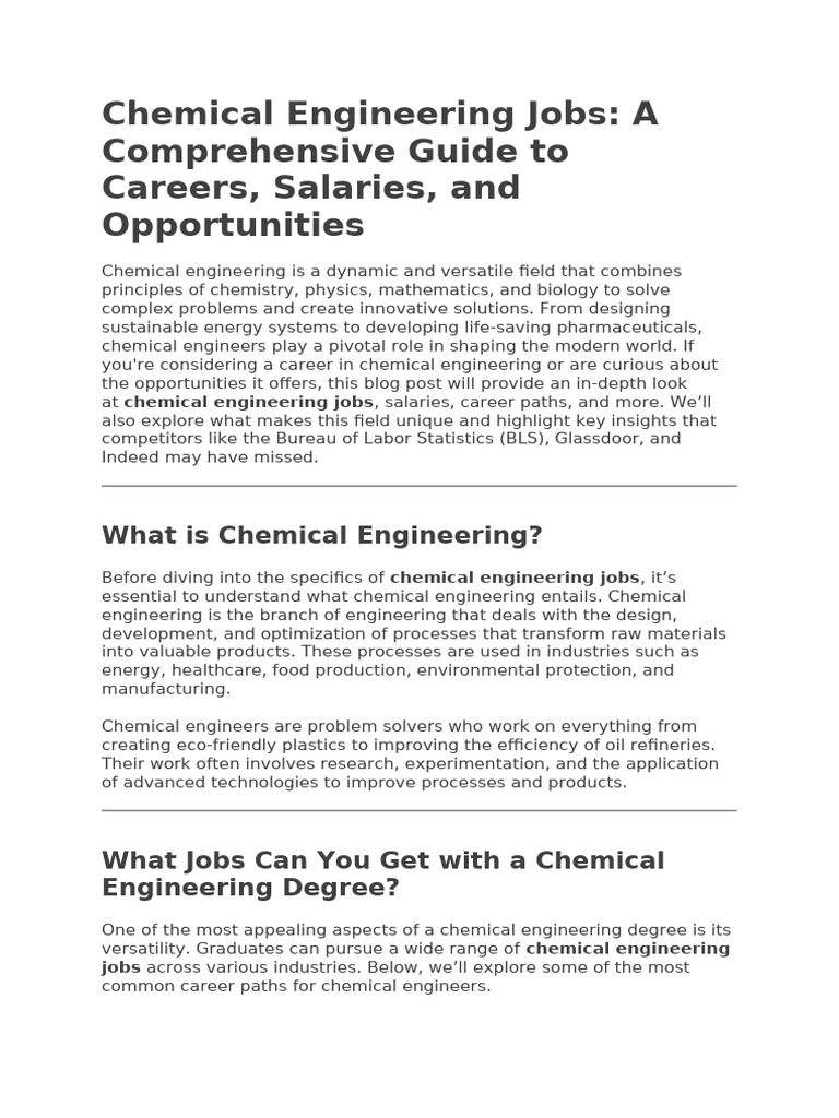 Chemical Engineering Jobs Deepseek | PDF | Engineering | Chemical ...