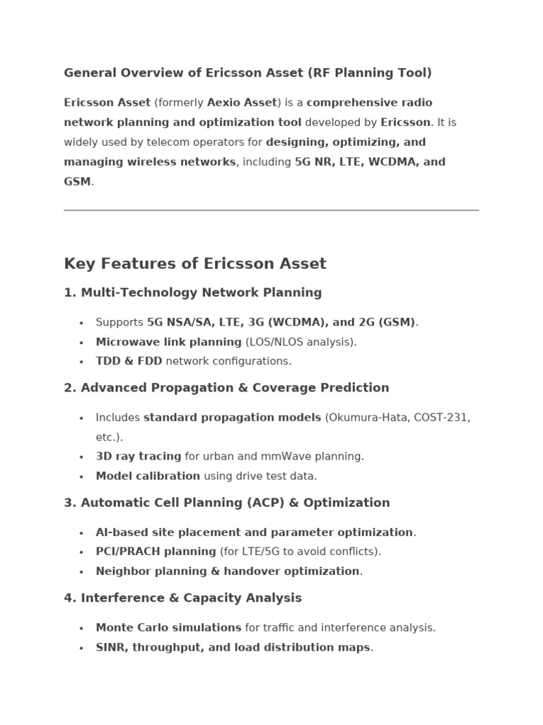 General Overview of Ericsson Asset | PDF | Lte (Telecommunication ...