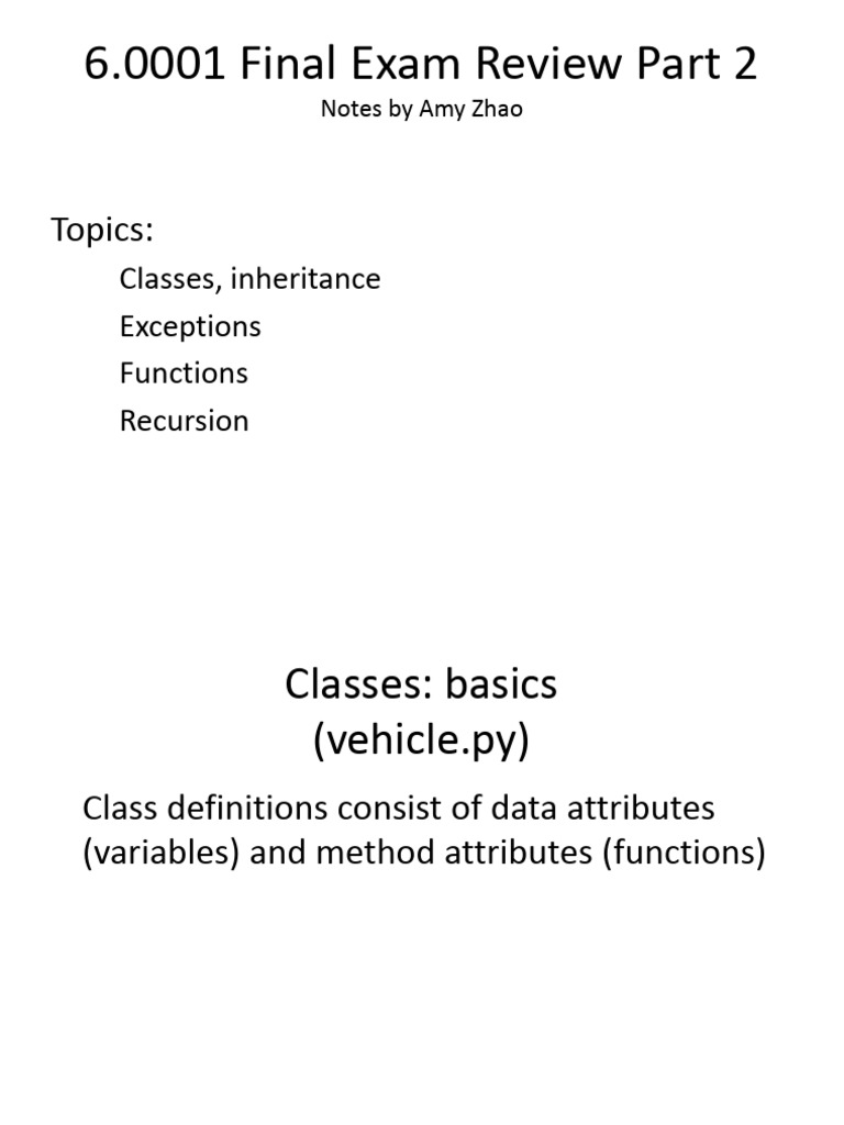 Final Review Session - Part 2 | PDF | Scope (Computer Science) | Class ...