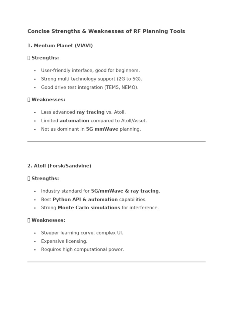 RF Planning Tools: Strengths & Weaknesses | PDF