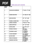 Duty Rota Term Two 2025 | PDF