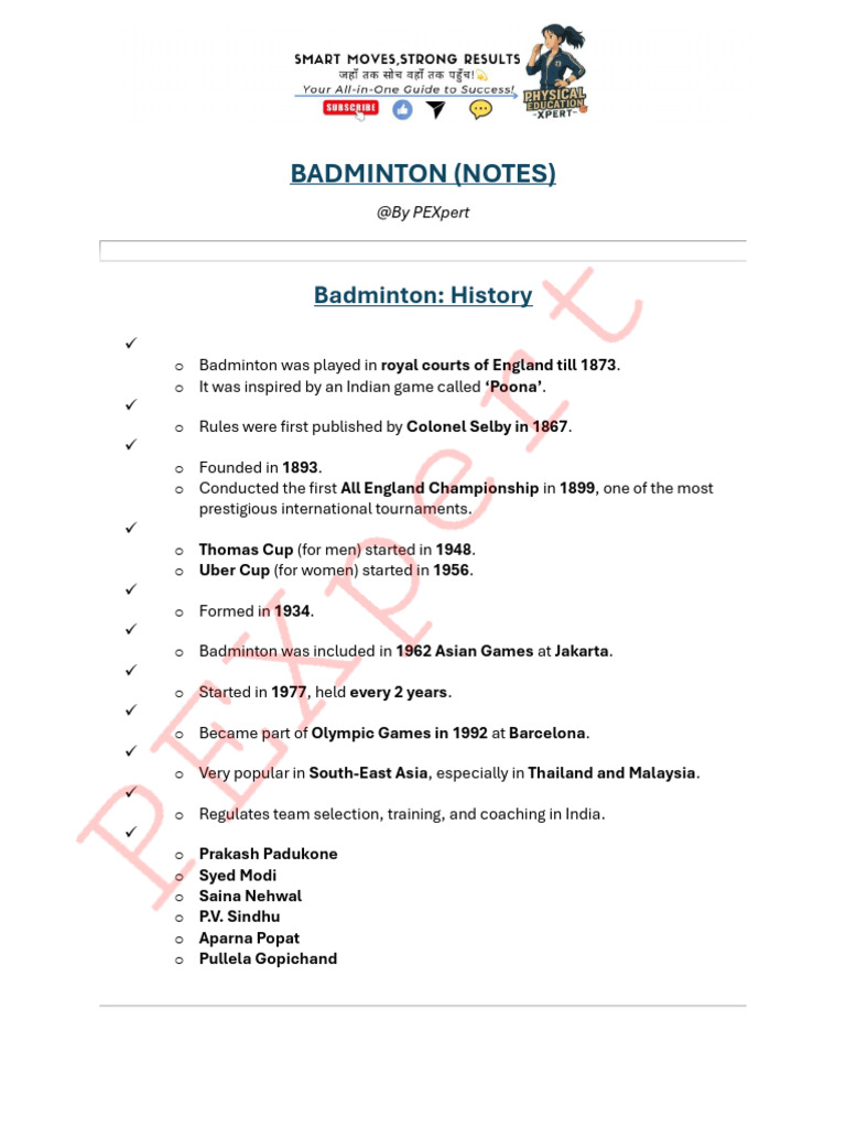 BadmintonNotes by Shahana | PDF | Referee | Athletic Sports