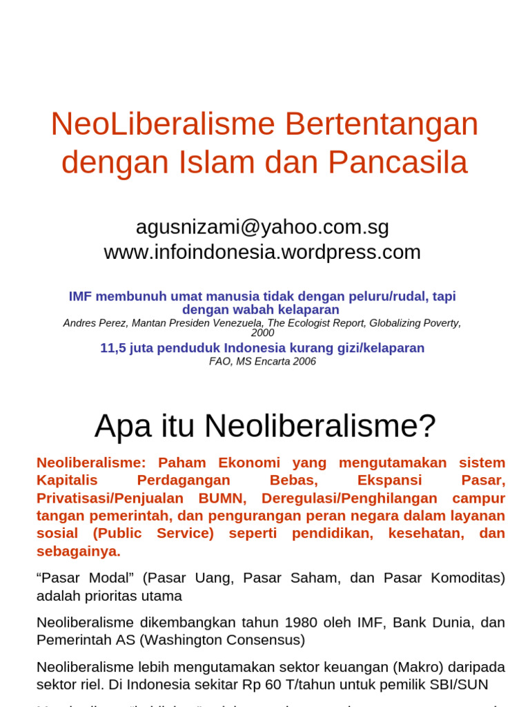 NeoLiberalis Bertentangan dengan Ajaran Islam | PDF