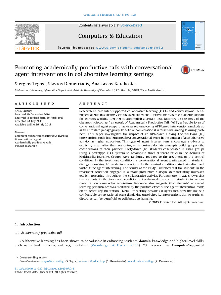 Academic Productive Talk Tegos | PDF | Learning | Pedagogy