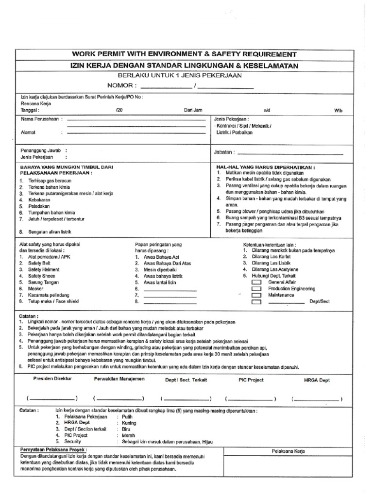 Form Work Permit | PDF