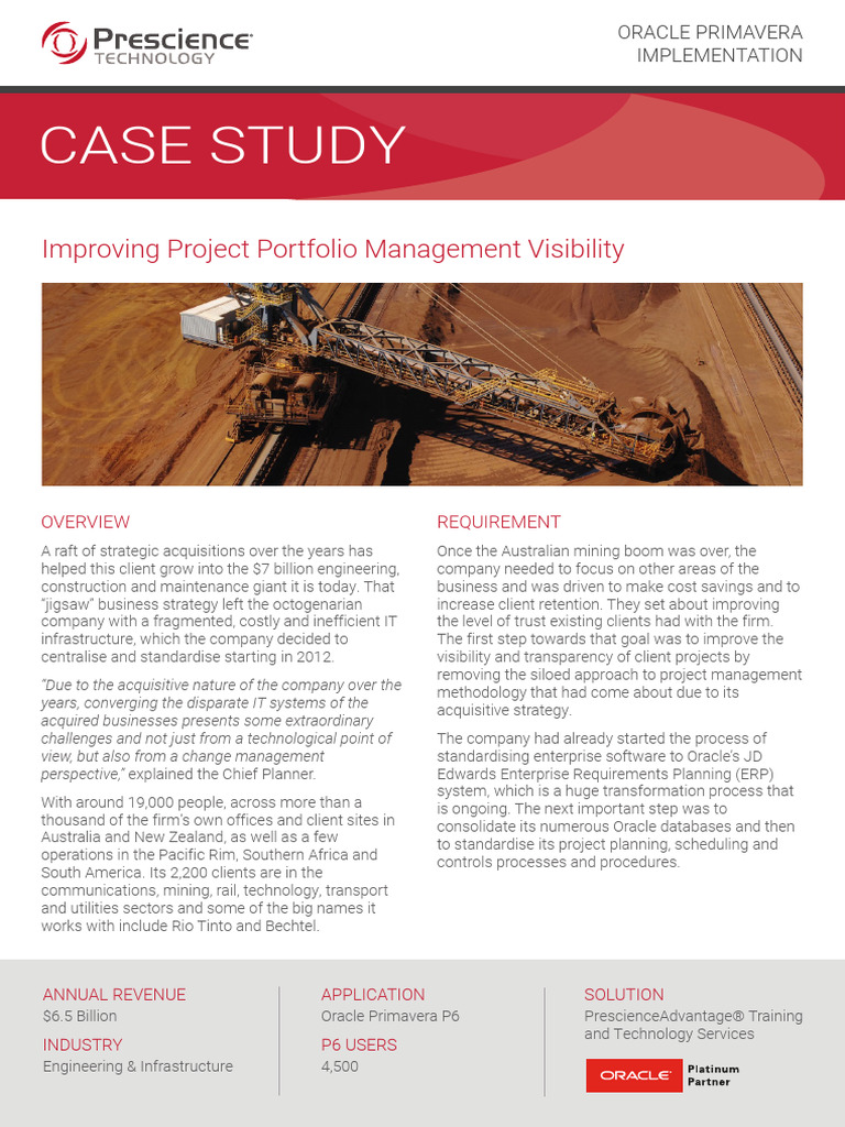P6 Implementation Case Study | PDF | Project Management | Oracle ...