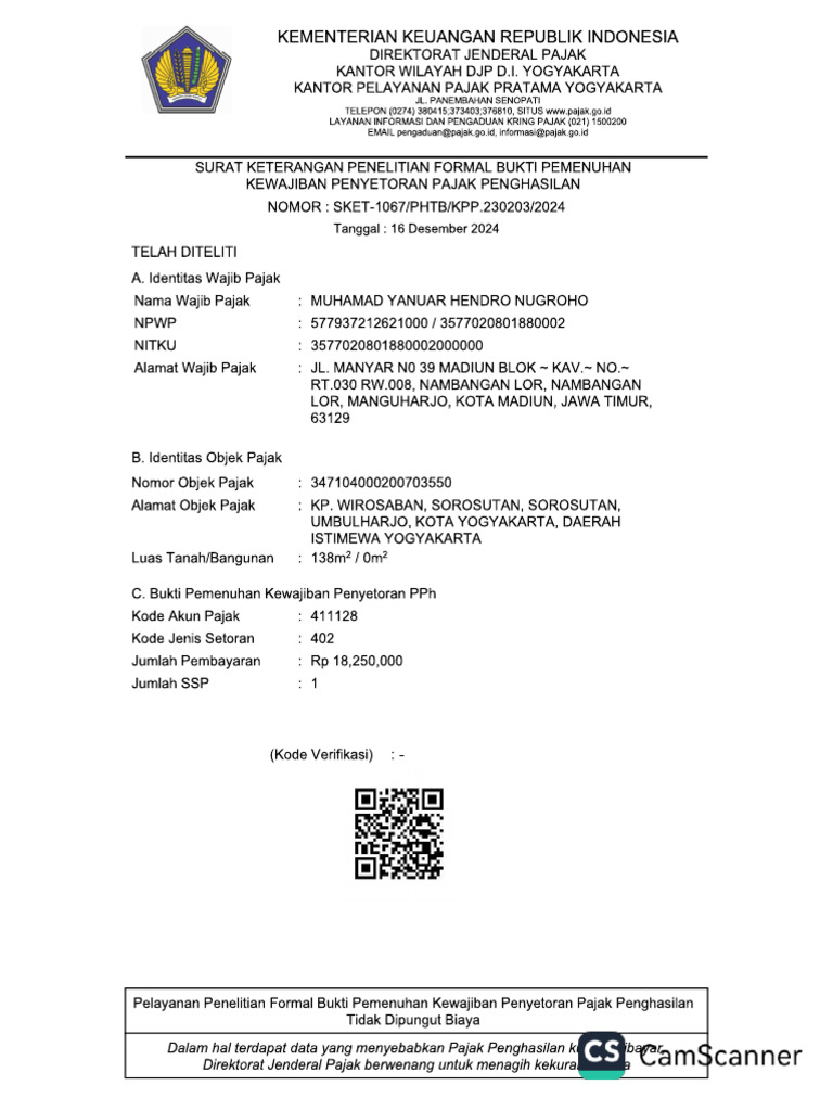 Surat Validasi BPHTB | PDF