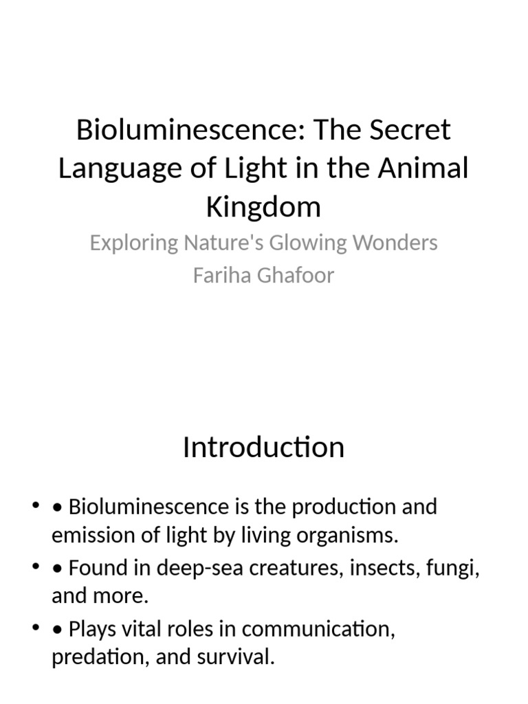 Bioluminescence: Nature's Glowing Secrets | PDF