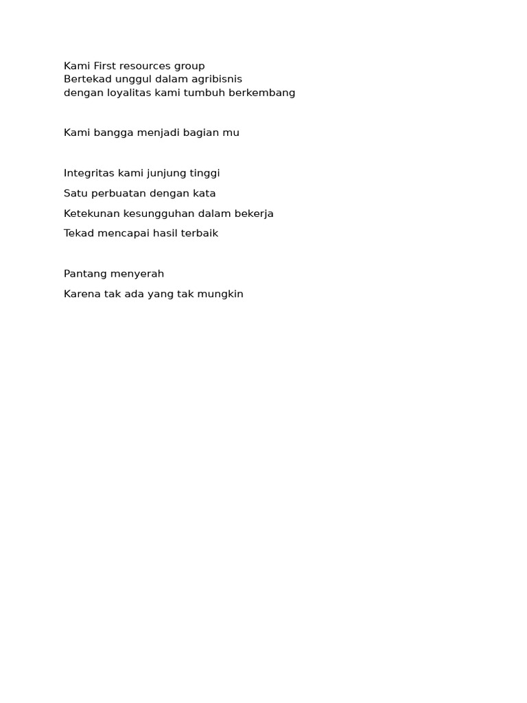 Doa Sukses dari First Resources Group | PDF