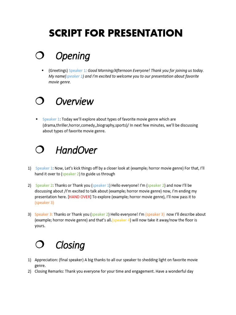 Script For Presentation: Opening | PDF