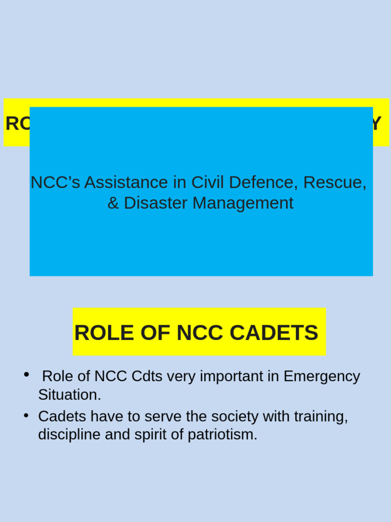 NCC Cadets Awareness Presentation ( | PDF | Emergency Management ...