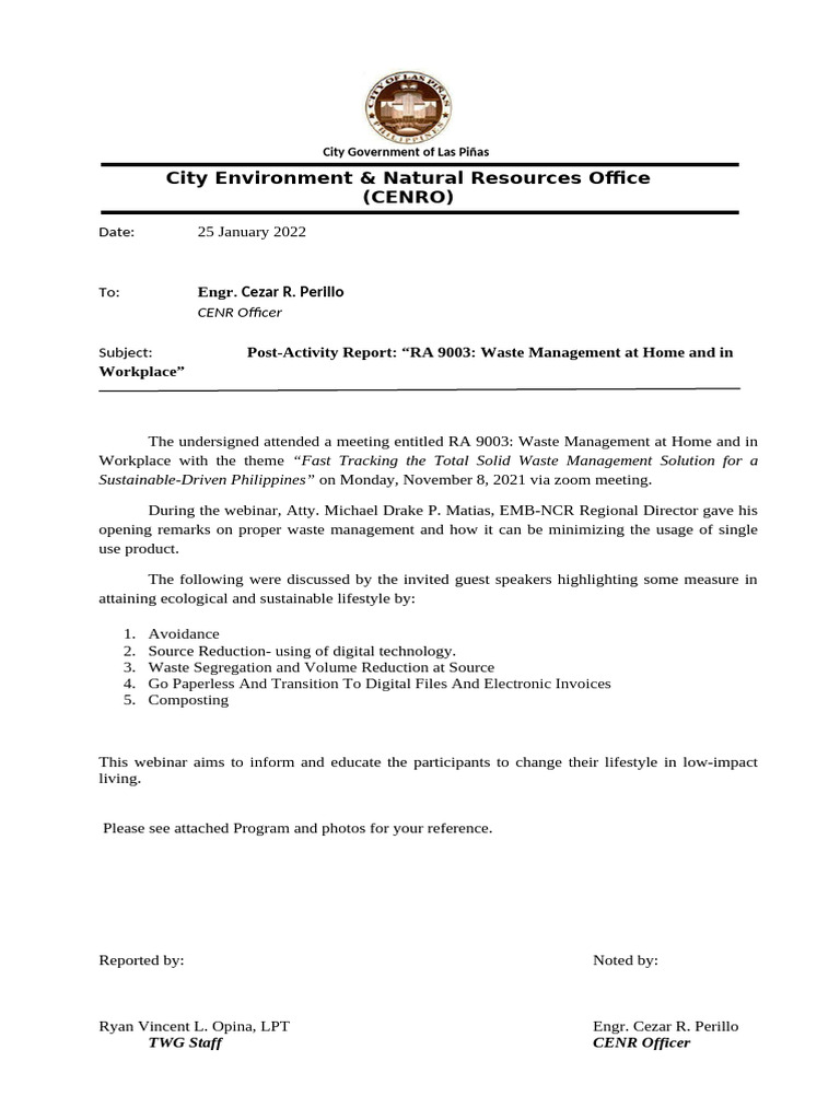 Activity Report Waste Management at Home | PDF