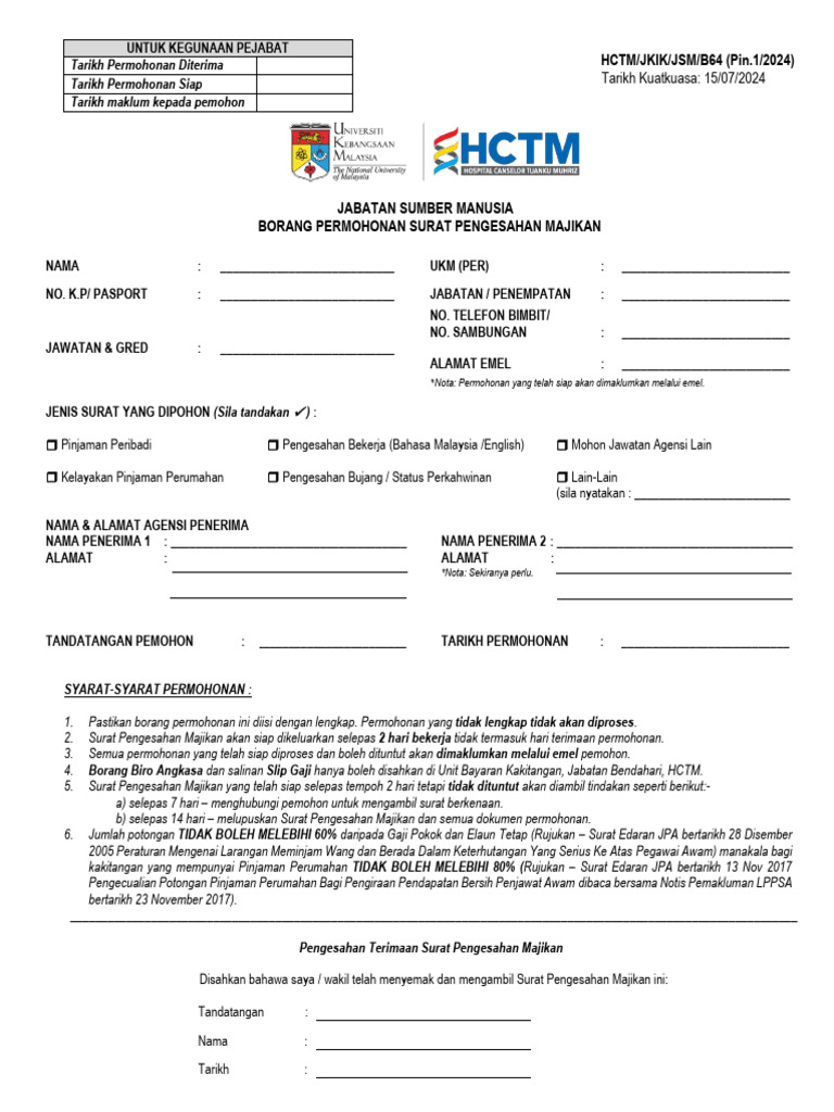 B64 Borang Permohonan Surat Pengesahan Majikan Pdf