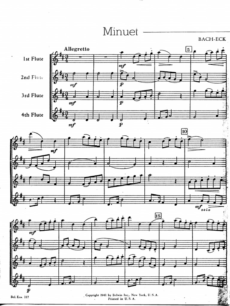 Bach-Eck - Minuet 4 Fl (Score) | PDF