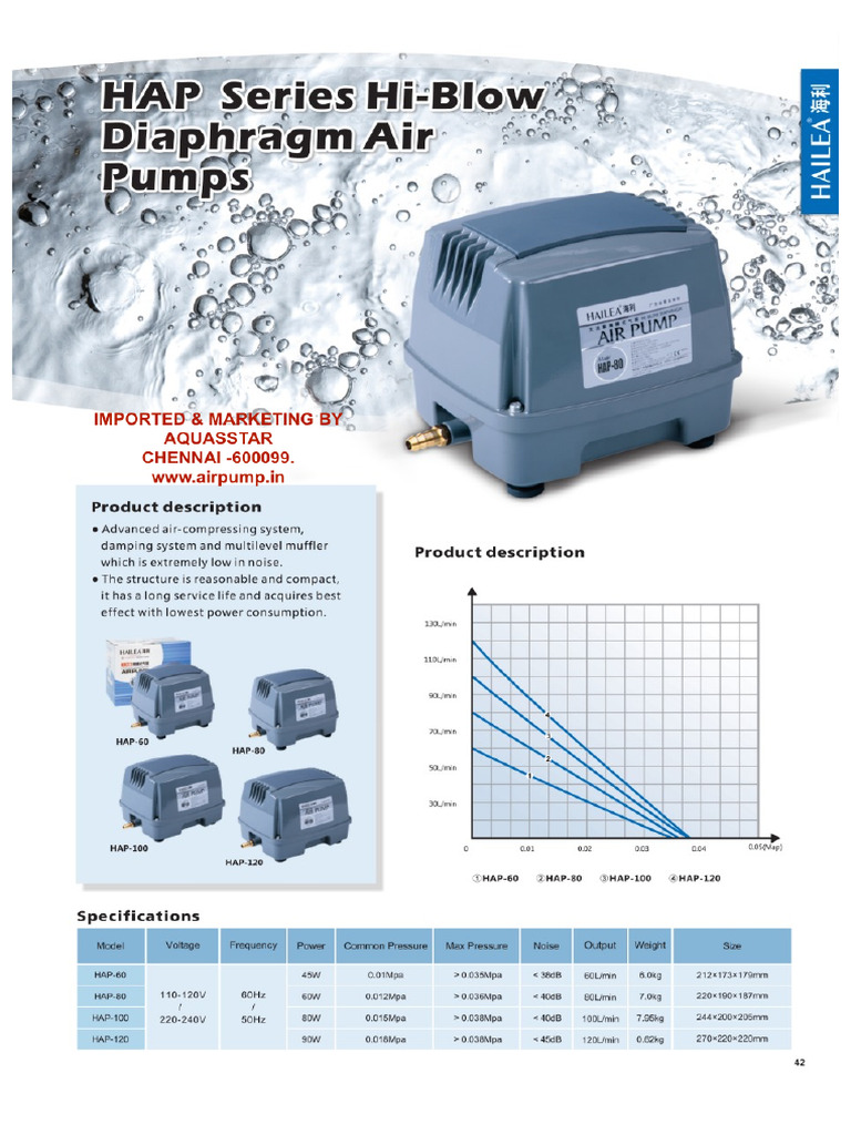 Areation Pump - Air-Pump - Data Sheet | PDF