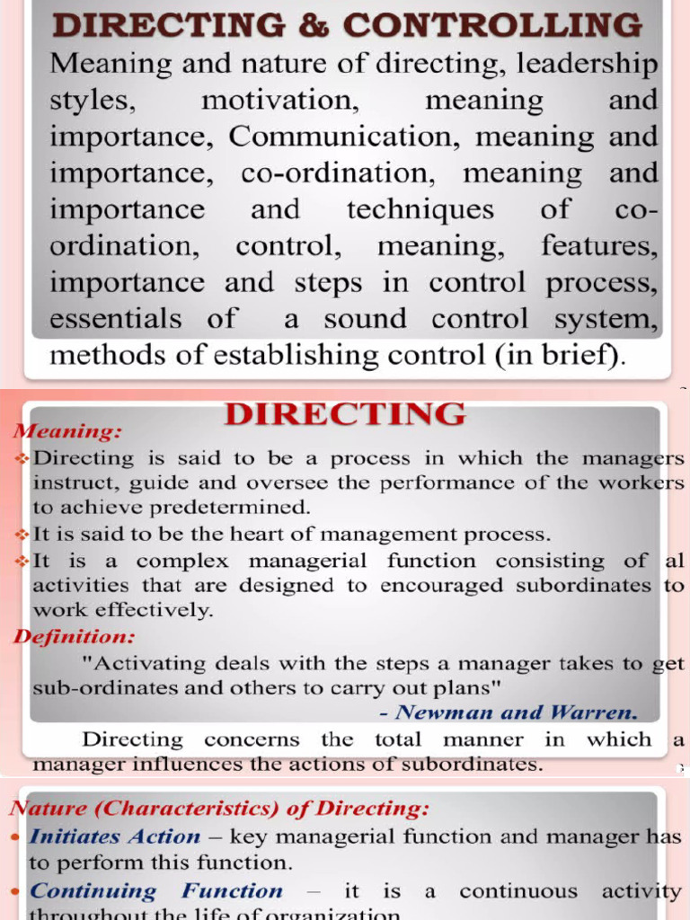 Directing and Control | PDF