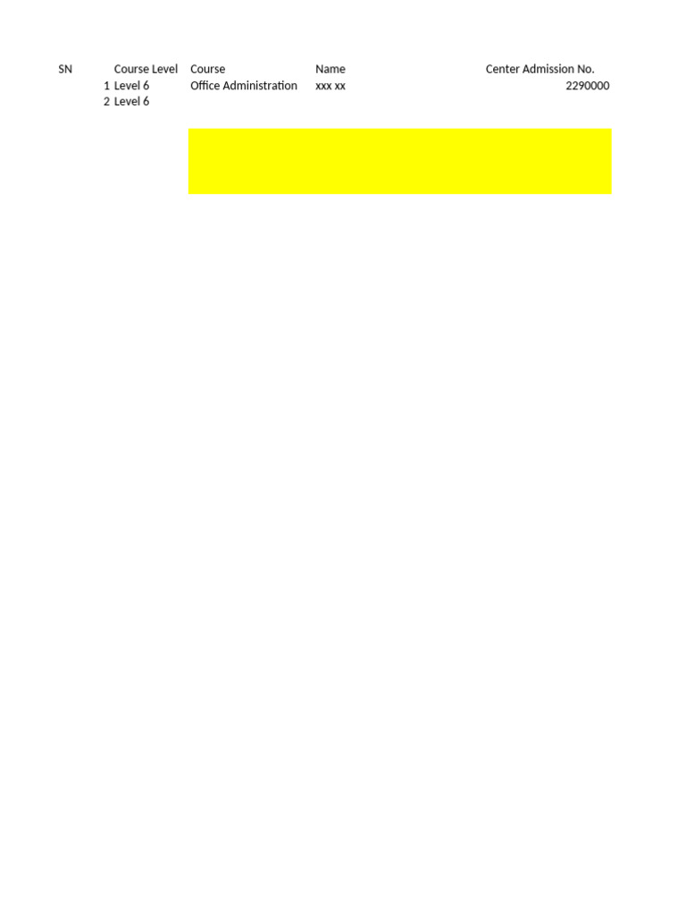 Sample Excel Sheet For Marks Entry | PDF