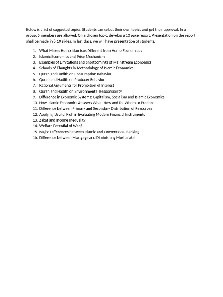 Some Examples of Topics For Project | PDF