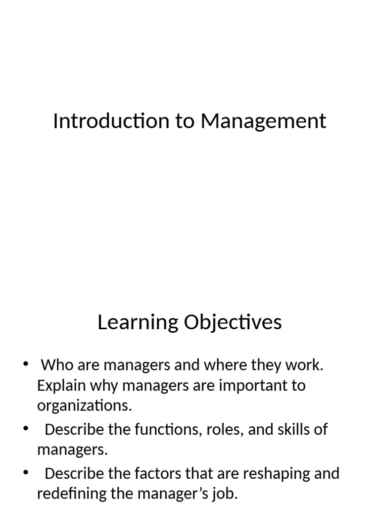Introduction To Management | PDF | Skill | Psychology