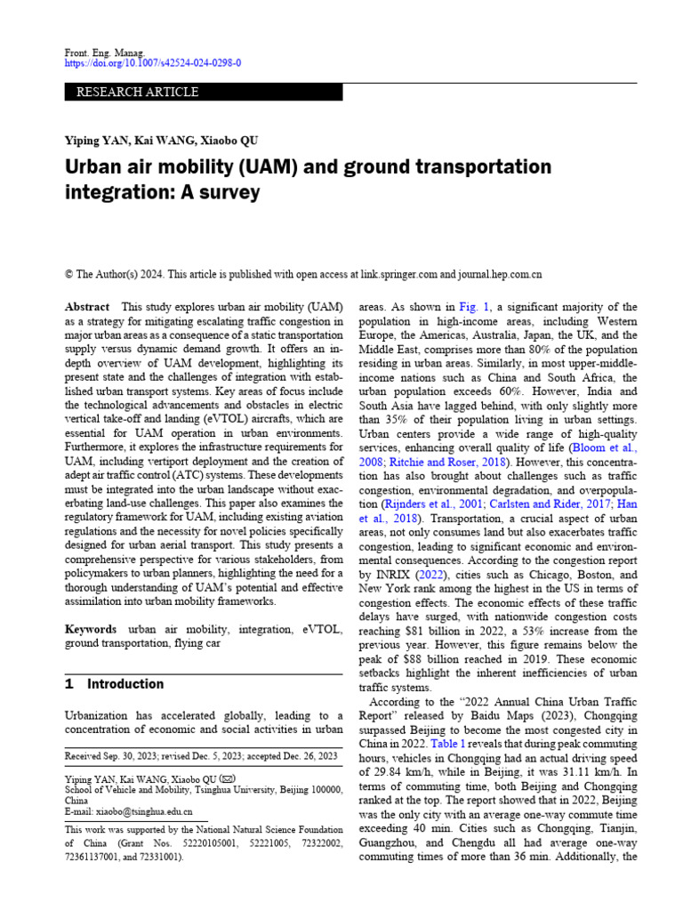 UAM and Ground Transportation Survey | PDF | Transport | Public Transport