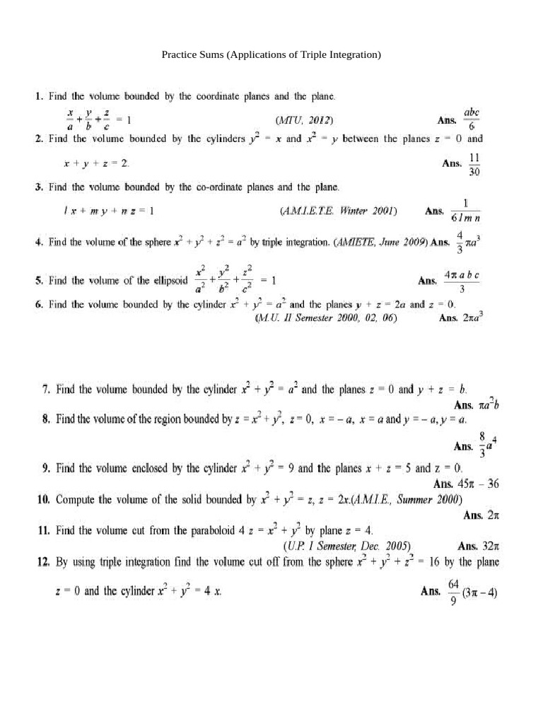 Practice Sums (Volume) | PDF