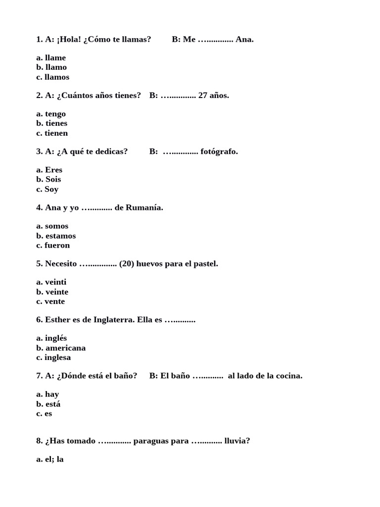 Test Online Spaniola | PDF