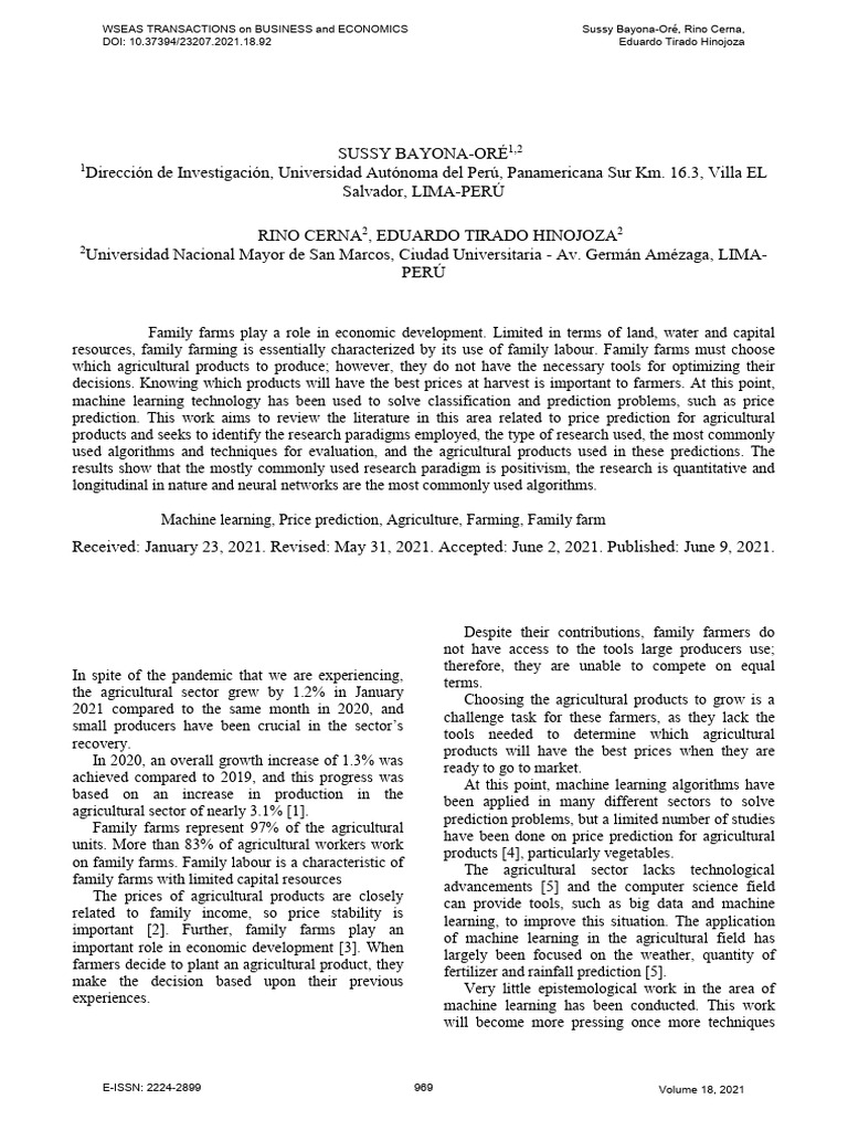 Machine Learning For Price Prediction For Agricult | PDF | Machine ...