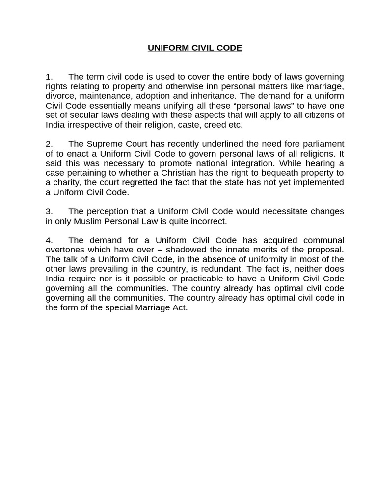 UNIFORM CIVIL CODE | PDF