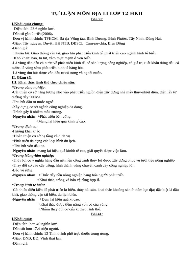 Tự-luận-môn-địa-lí-lớp-12-hk2 | PDF