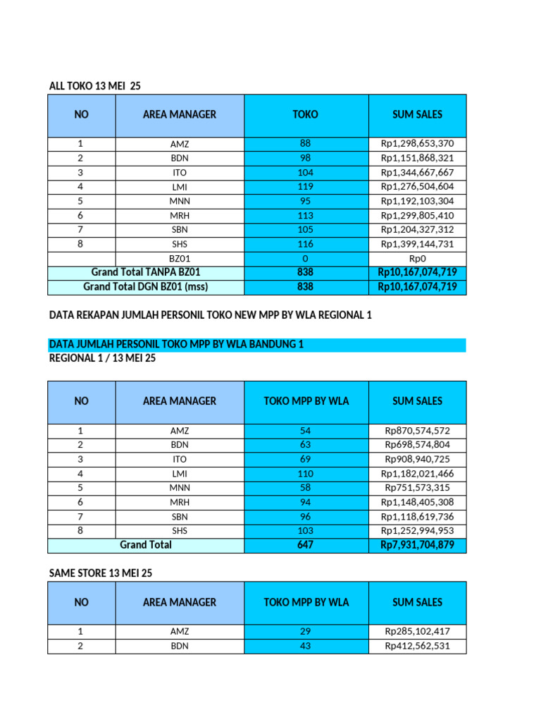 Sales Data Summary for Toko May 2025 | PDF