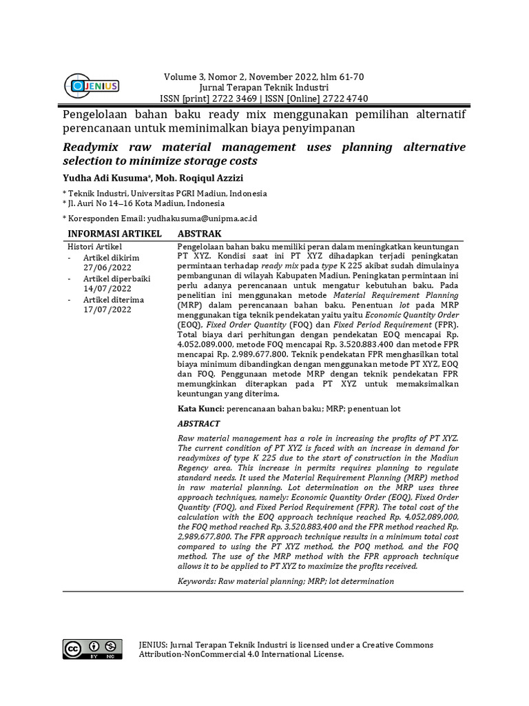 Contoh BOM Ready Mix | PDF