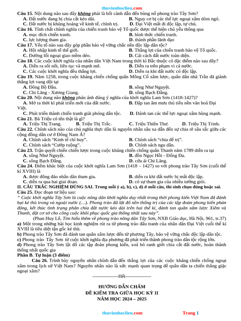 Dektragk HK2 Lich Su 11 Canh Dieu Nam 24 25 | PDF