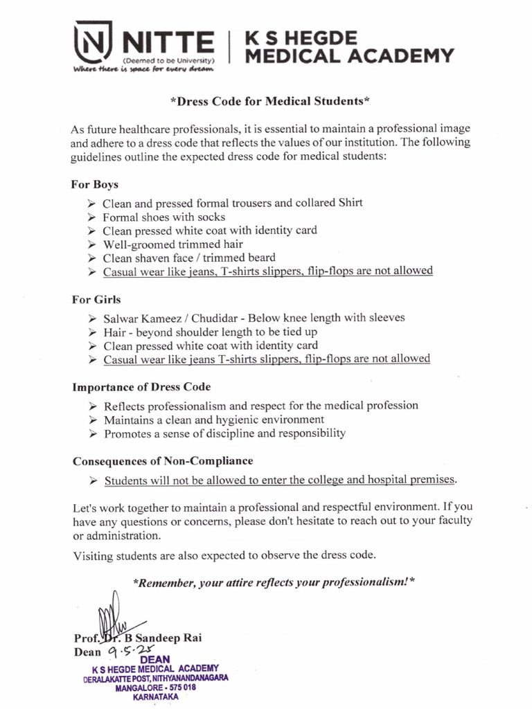Dress Code For Medical Students | PDF