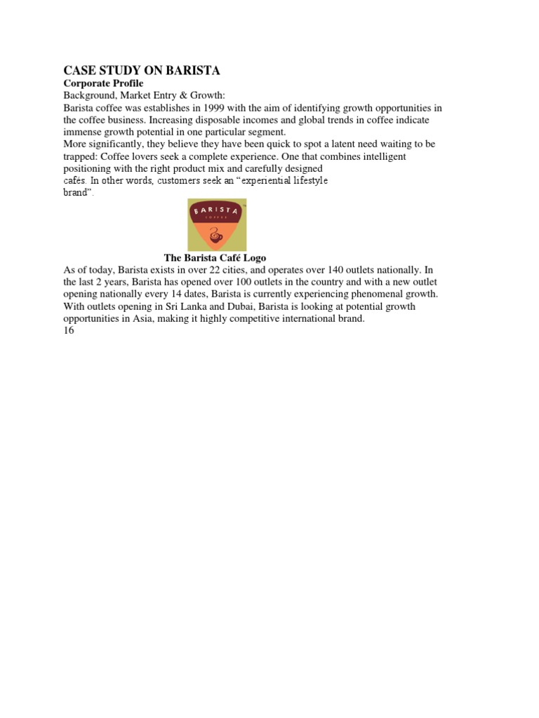 Barista: Growth and Market Strategy Case Study | PDF | Employee ...