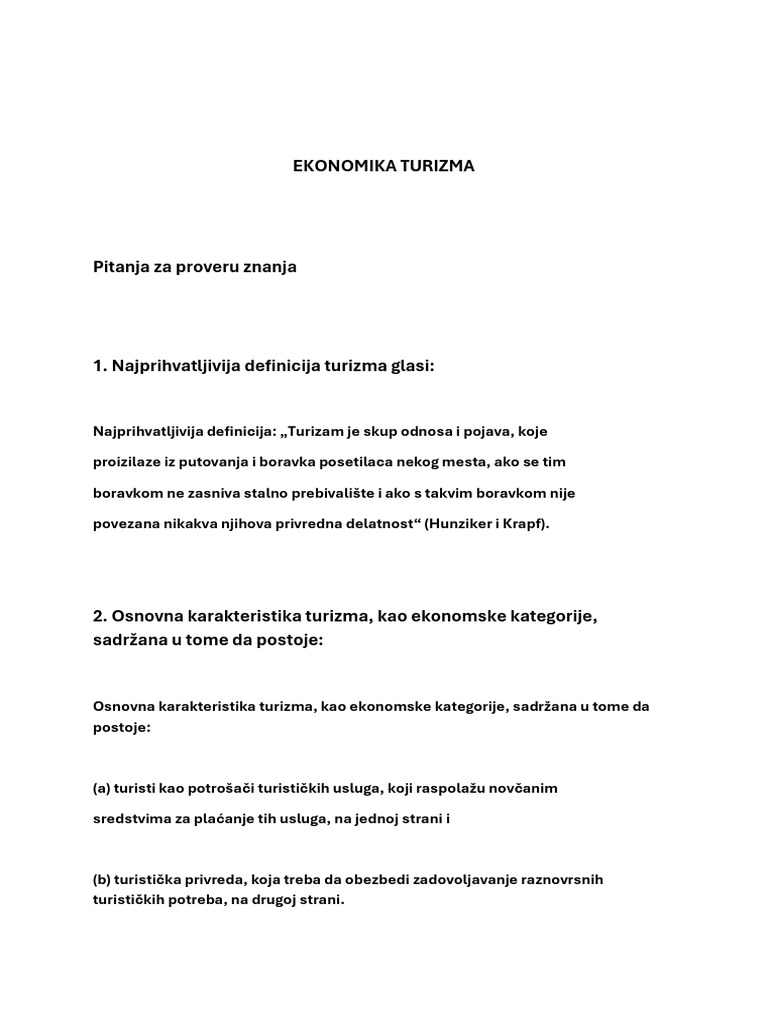 Ekonomika Turizma | PDF