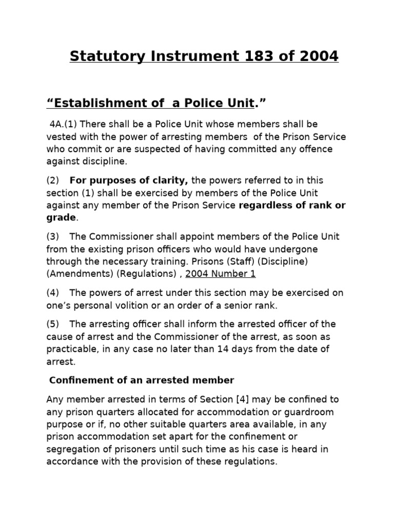 Statutory Instrument 183 of 2004 | PDF