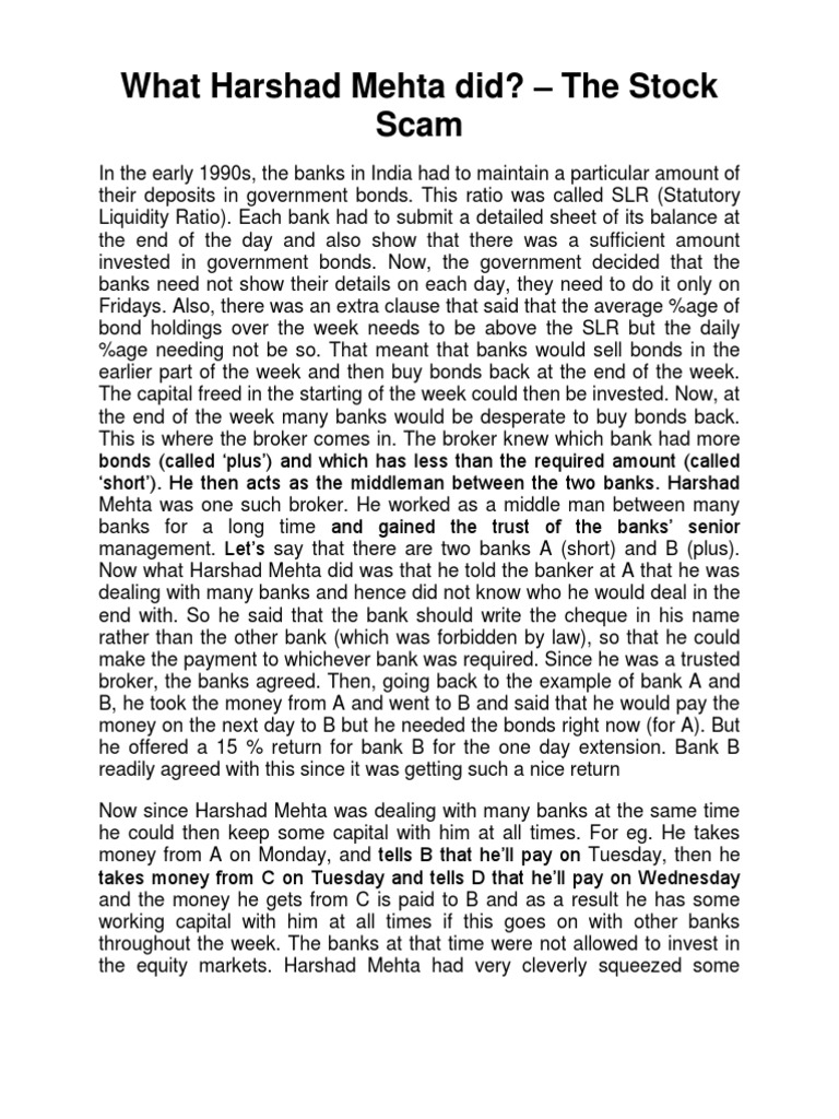 Harshad Mehta | PDF | Money | Economies