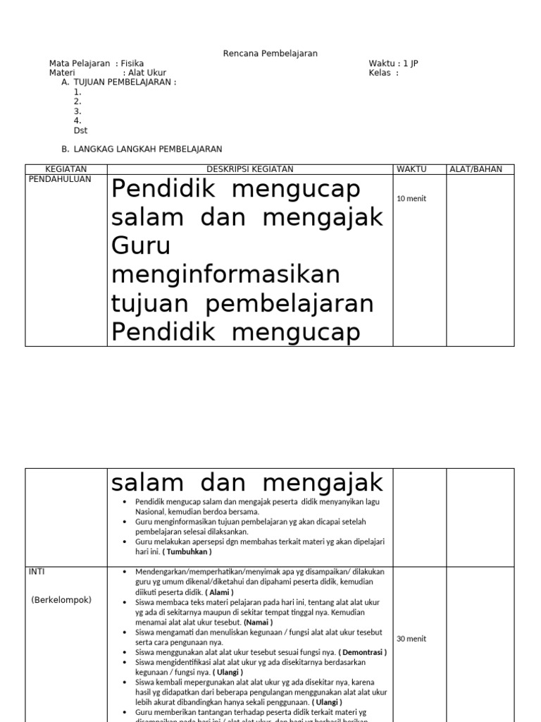Contoh Rencana Pembelajaran TANDUR AMBAR | PDF
