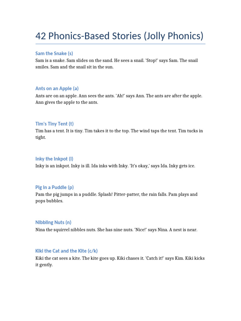 Jolly Phonics Stories Collection | PDF