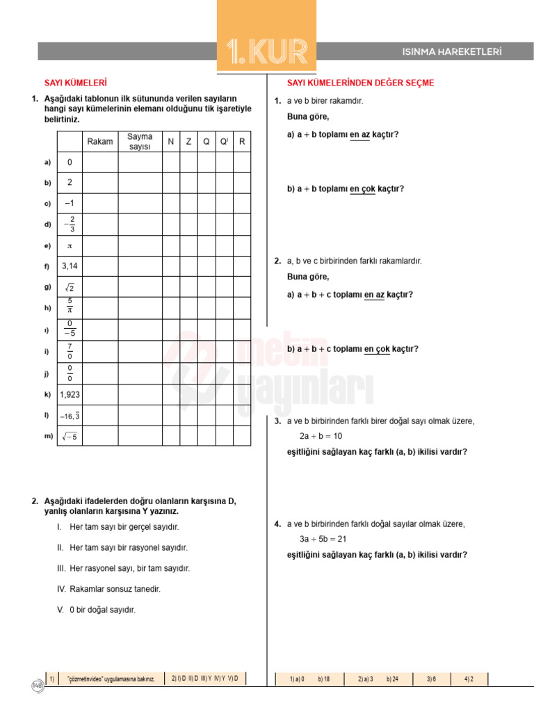 SAYILAR KURAMI KUR SİSTEMİ 9.DERS.pdf | PDF