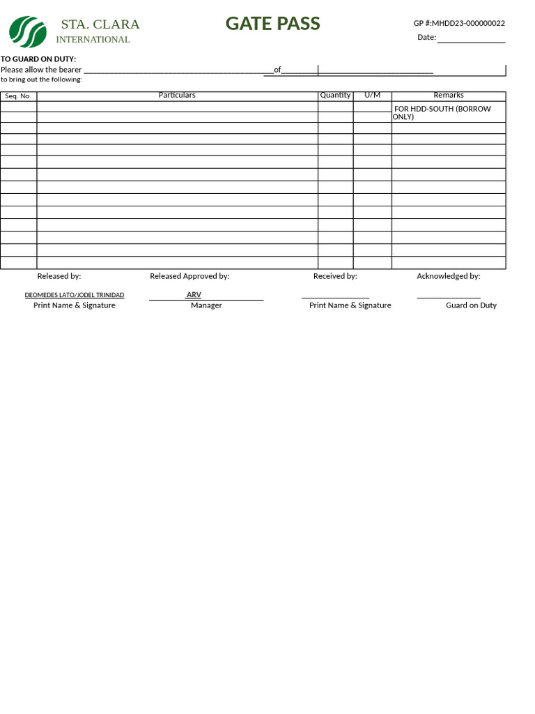 Gate Pass V2 | PDF