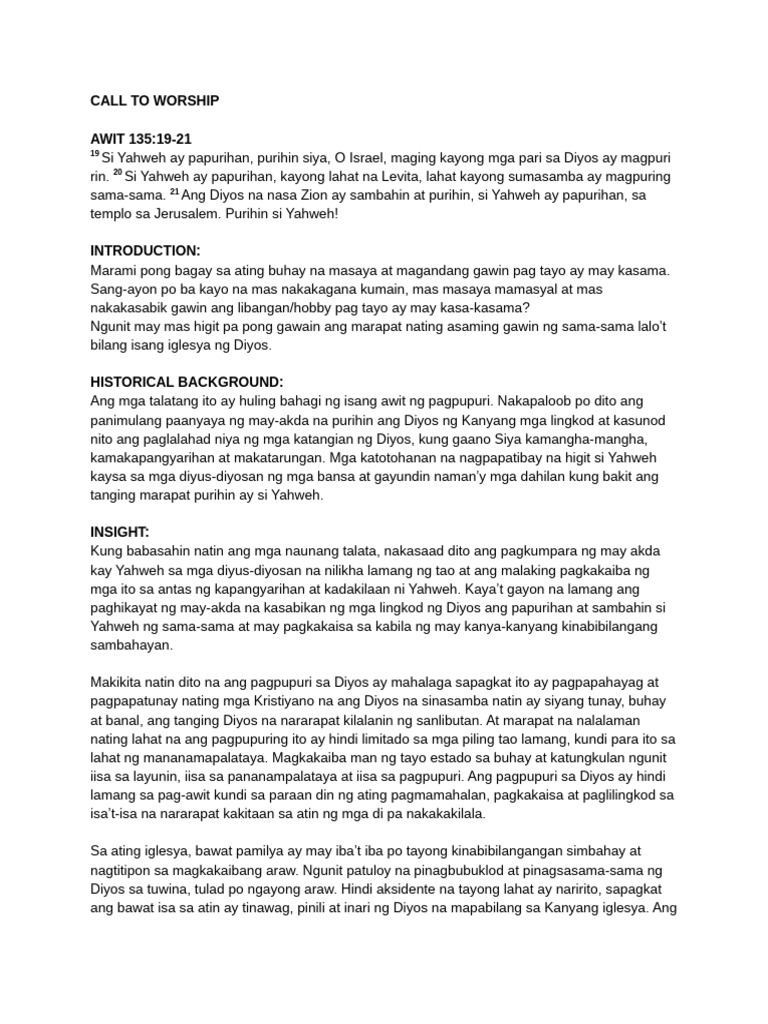 Call To Worship | PDF