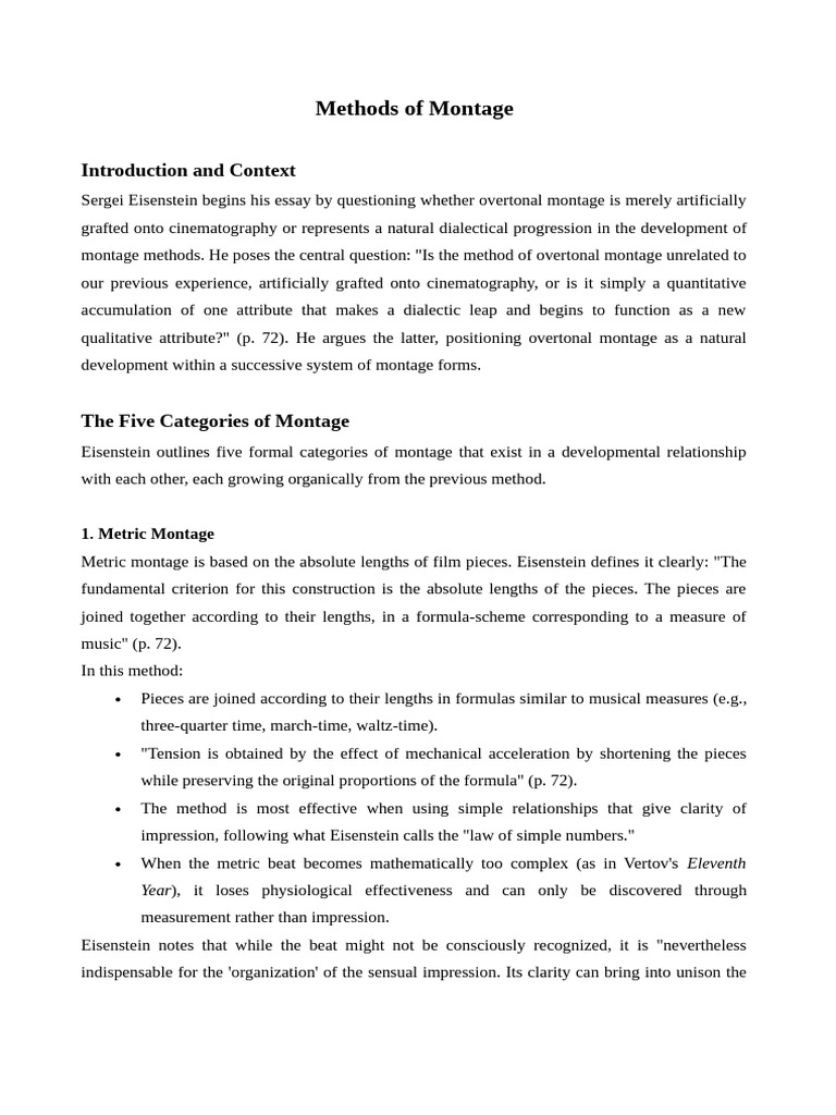 Methods of Montage Notes | PDF | Rhythm | Dialectic