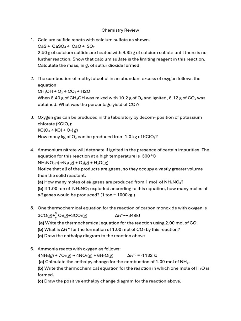 Chemistry Review G10 MYP | PDF