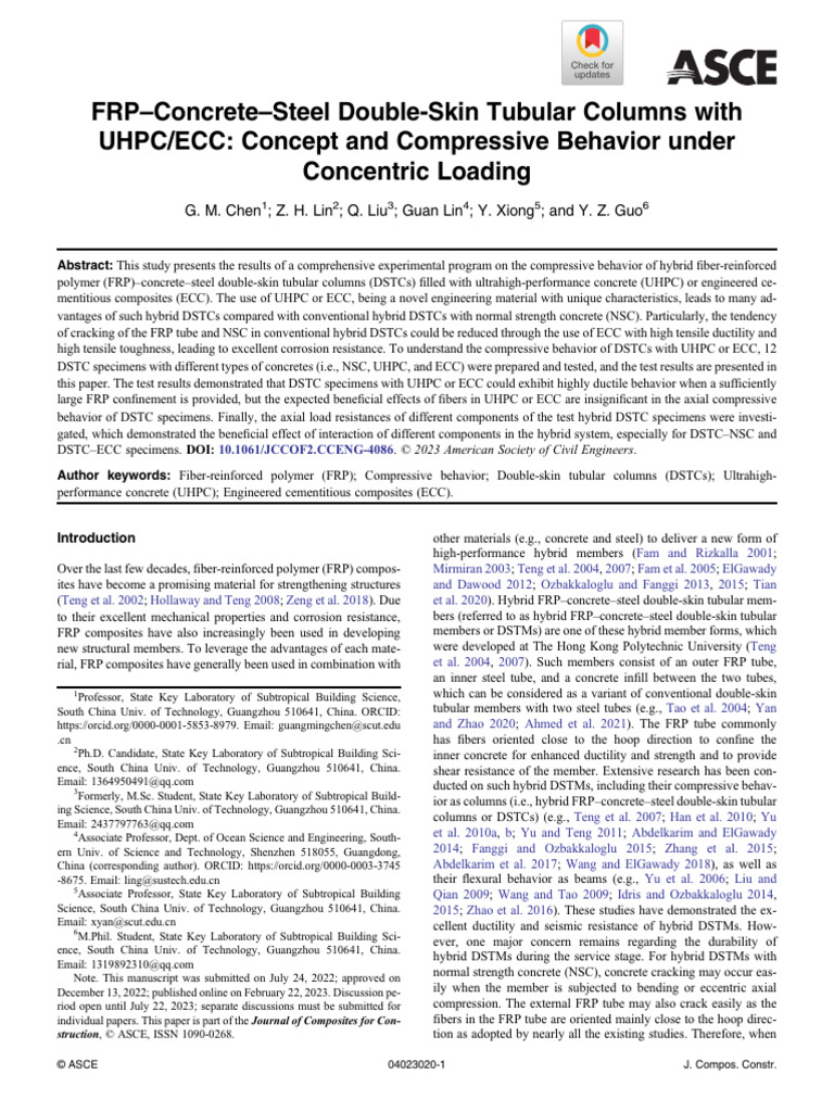 Chen Et Al 2023 FRP Concrete Steel Double Skin Tubular Columns With ...