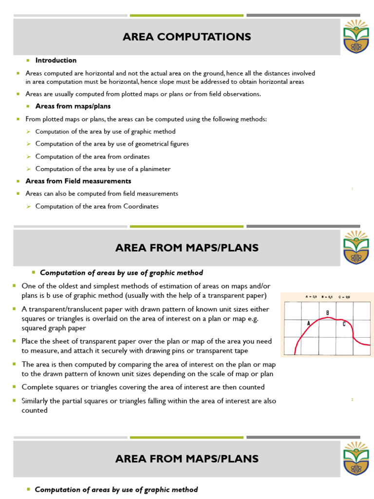 EACR 2288 & EACQ 2287-Land Surveying B-Lesson 3-Areas | PDF | Area | Map